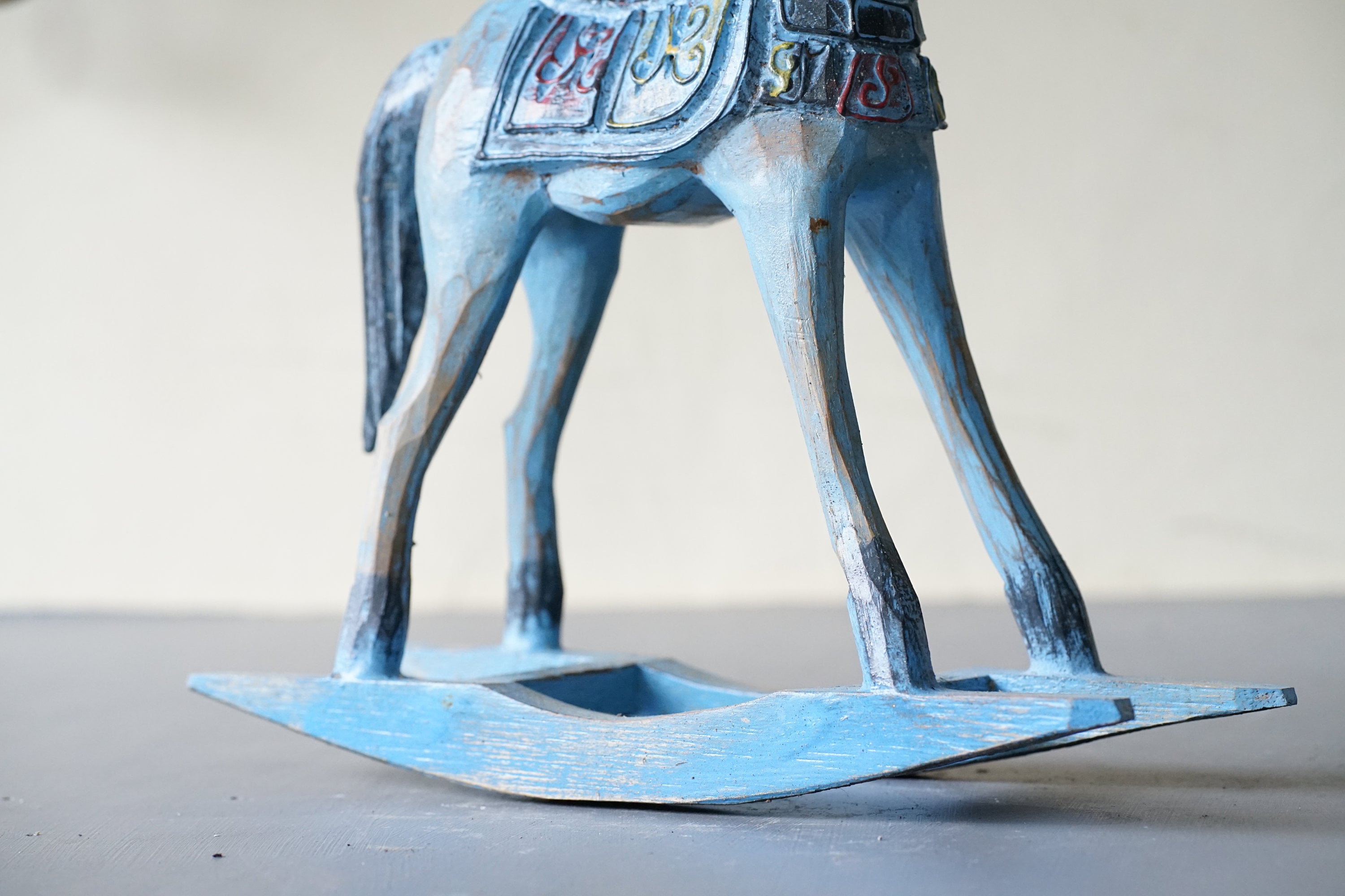 Unique Rocking Horse Vintage Blue Colour, Miniature Horse Gifts, Horse ...