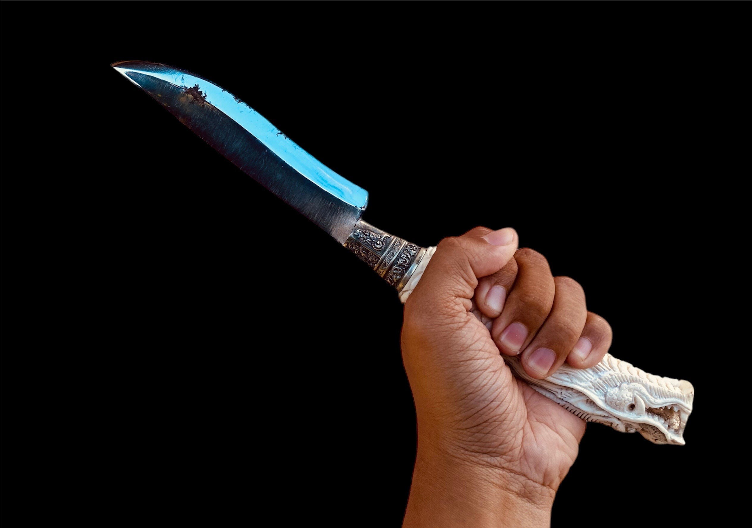 Handmade Dragon Knife Handle, Antler Bone Carving, Knife Handle, Bone ...