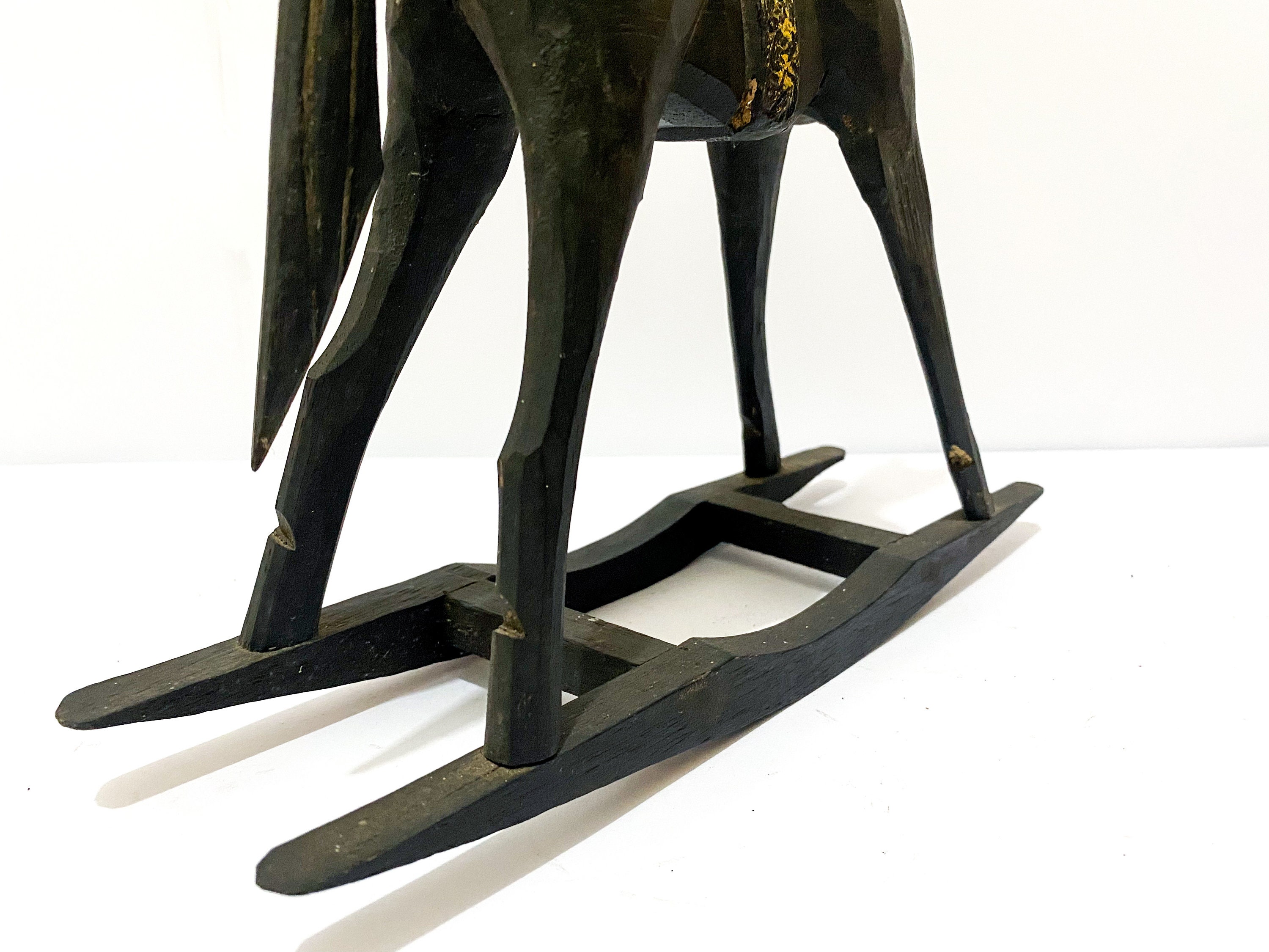 Wooden Rocking Horse Antique Black Color Dark Stallion - Etsy