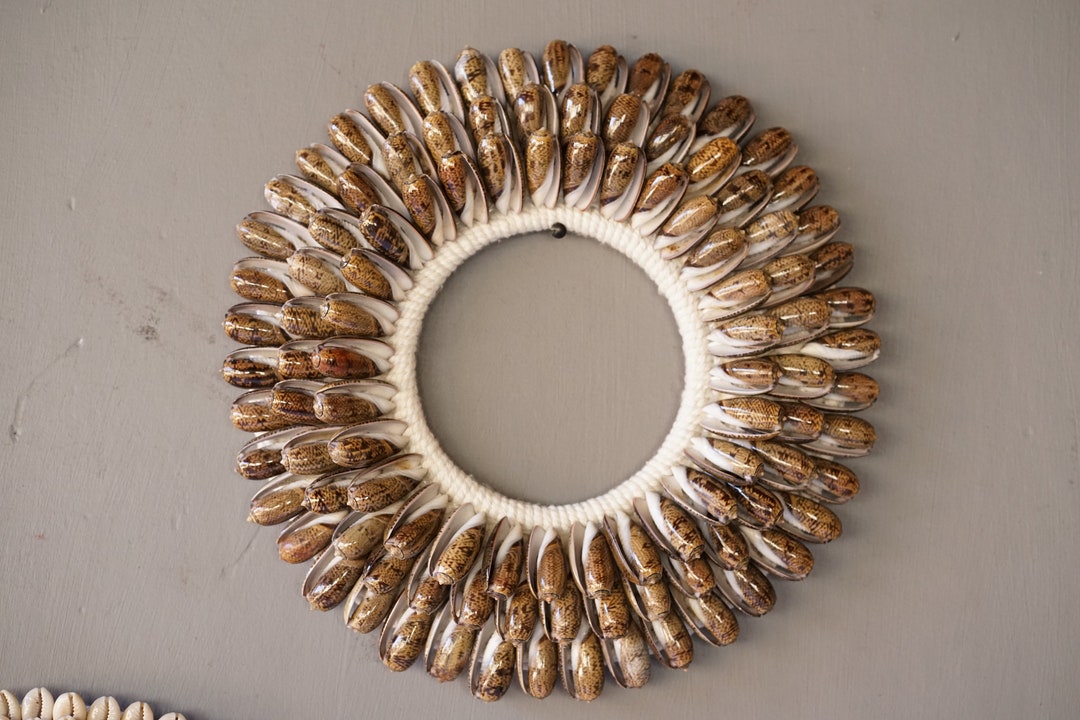 Handmade Seashell Wall Hanging, Papua Tribe Necklace, Boho Home Decor ...