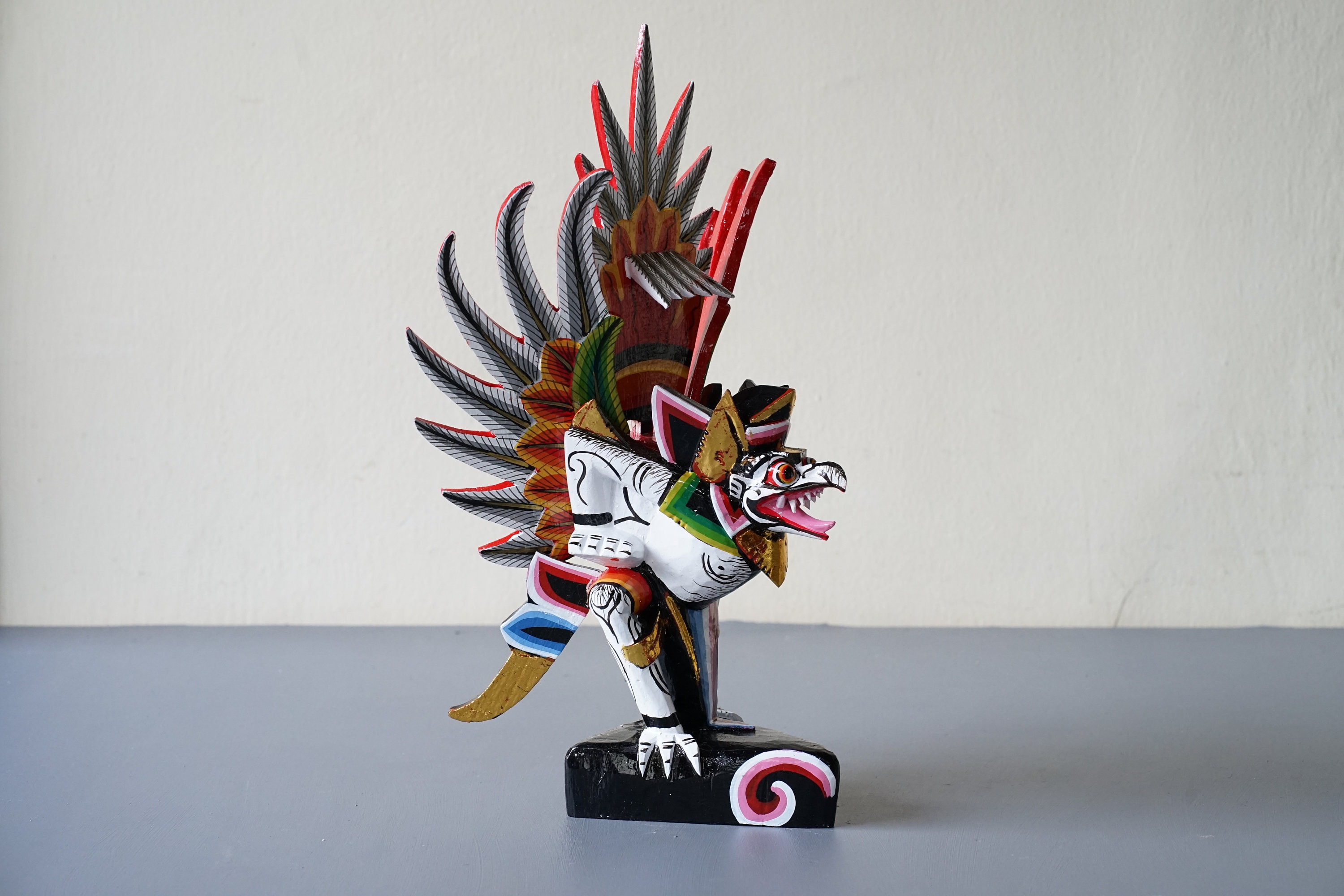 Handmade Balinese Garuda Sculpture, Painted Wood Vishnu Decor, 15 Inch ...