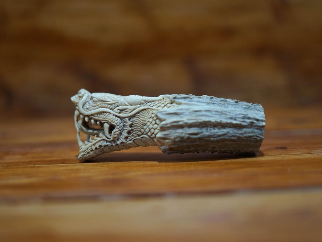 Handmade Dragon Knife Handle, Christmas Gift, Mothers Day, Antler Bone ...