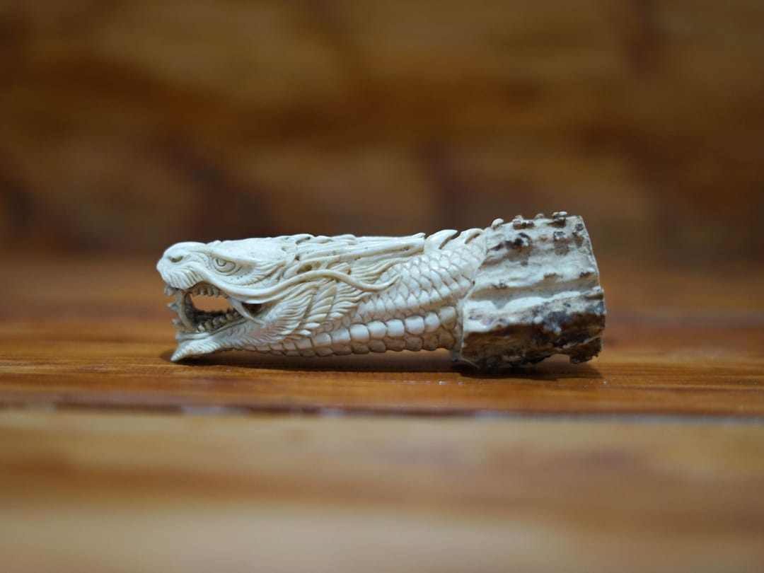 Handmade Dragon Knife Handle, Christmas Gift, Mothers Day, Antler Bone ...