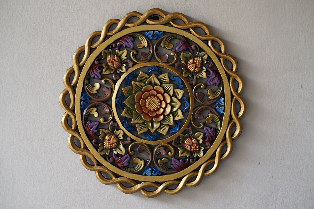 Wooden Mandala Wall Decor, Unique Mandala Wall Art, Balinese Carved ...