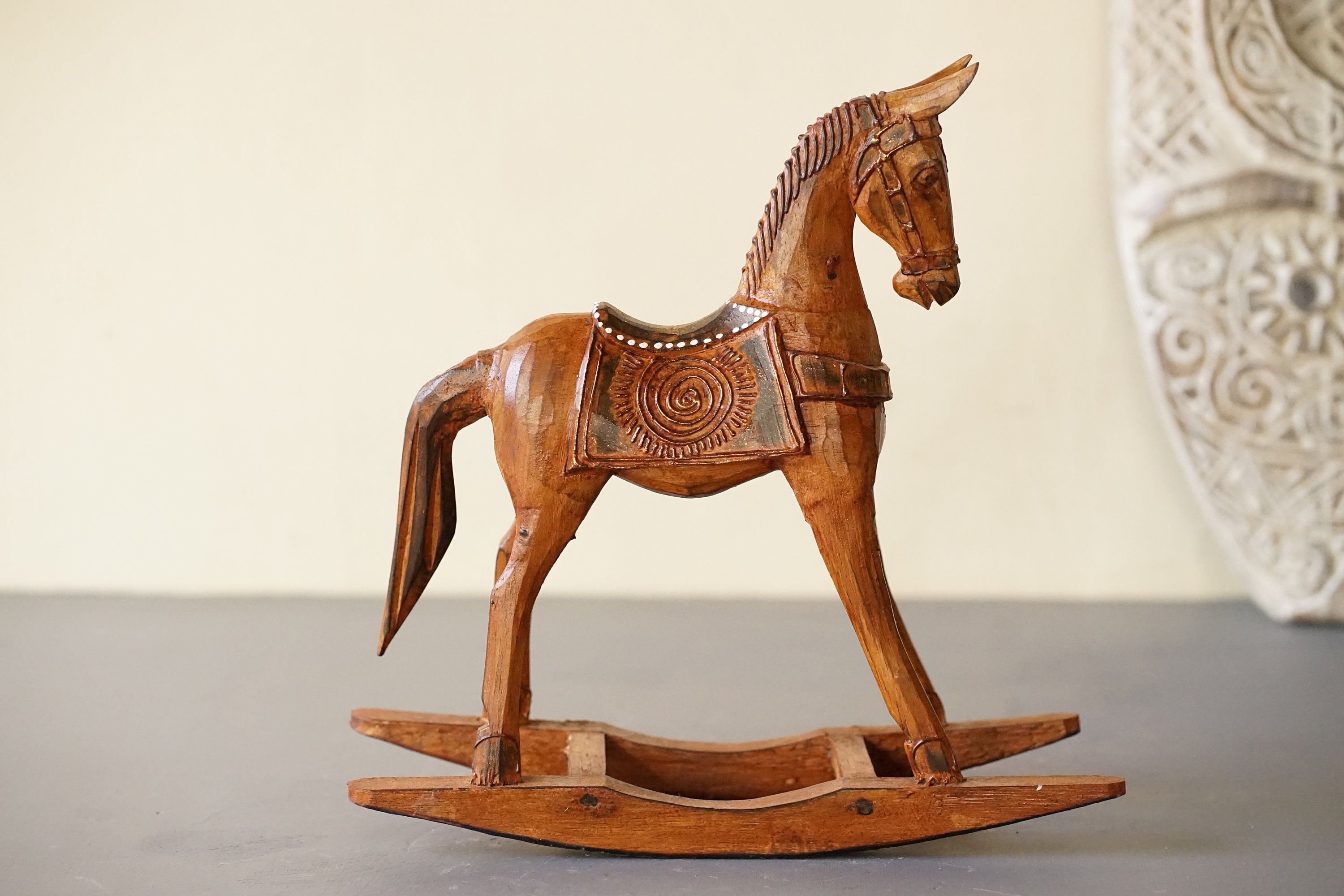 Wooden Rocking Horse Antique Brown Color Unique Horse - Etsy