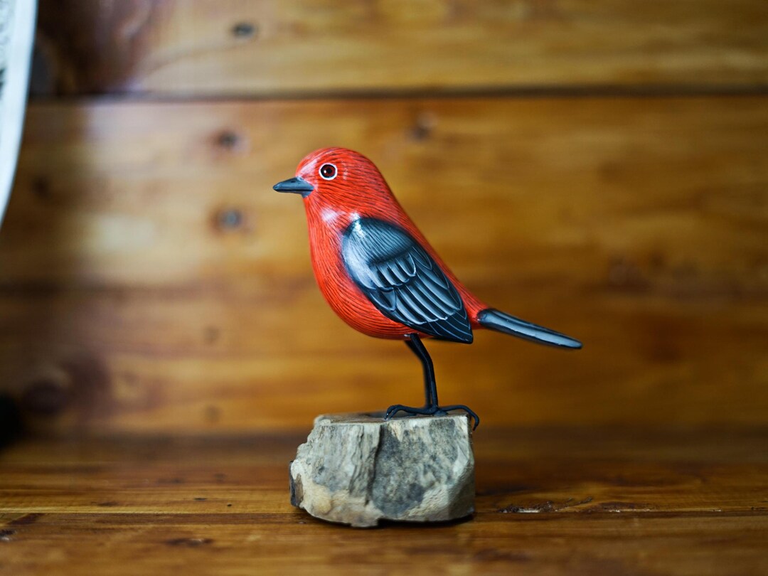 Wooden Red Finch Bird Figurine, Easter Gift, Colorful Finch, Wood ...