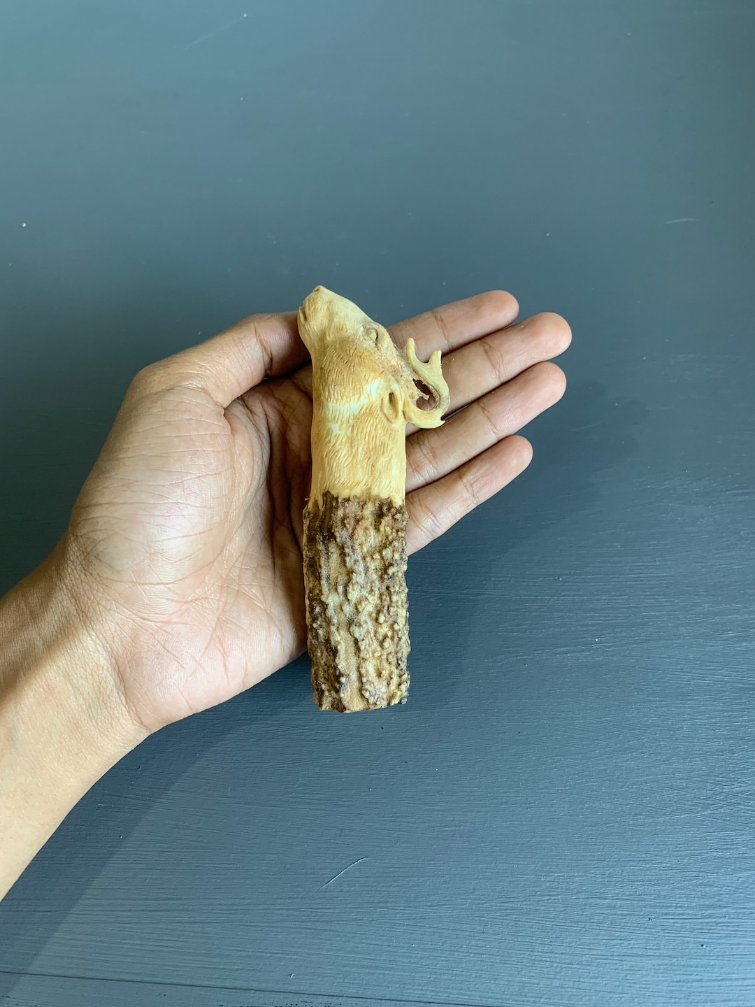 Handmade Deer Knife Handle, Christmas Gift, Antler Bone Carving, Knife ...