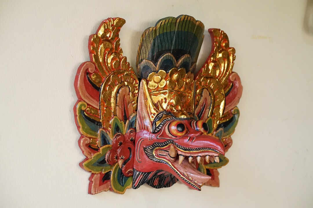 Unique Wooden Garuda Mask Wall Hanging Decor 15.7 Inch, Valentine Gift ...