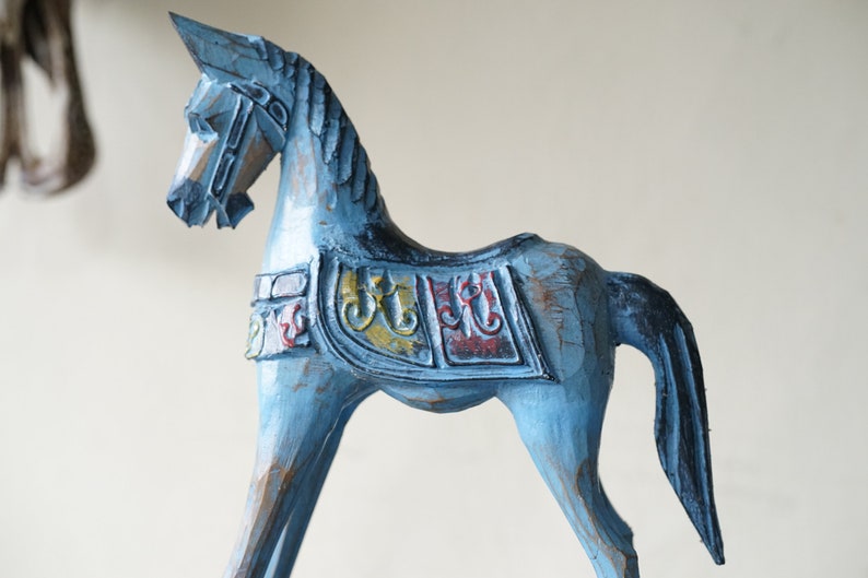 Unique Rocking Horse Vintage Blue Colour, Miniature Horse Gifts, Horse ...