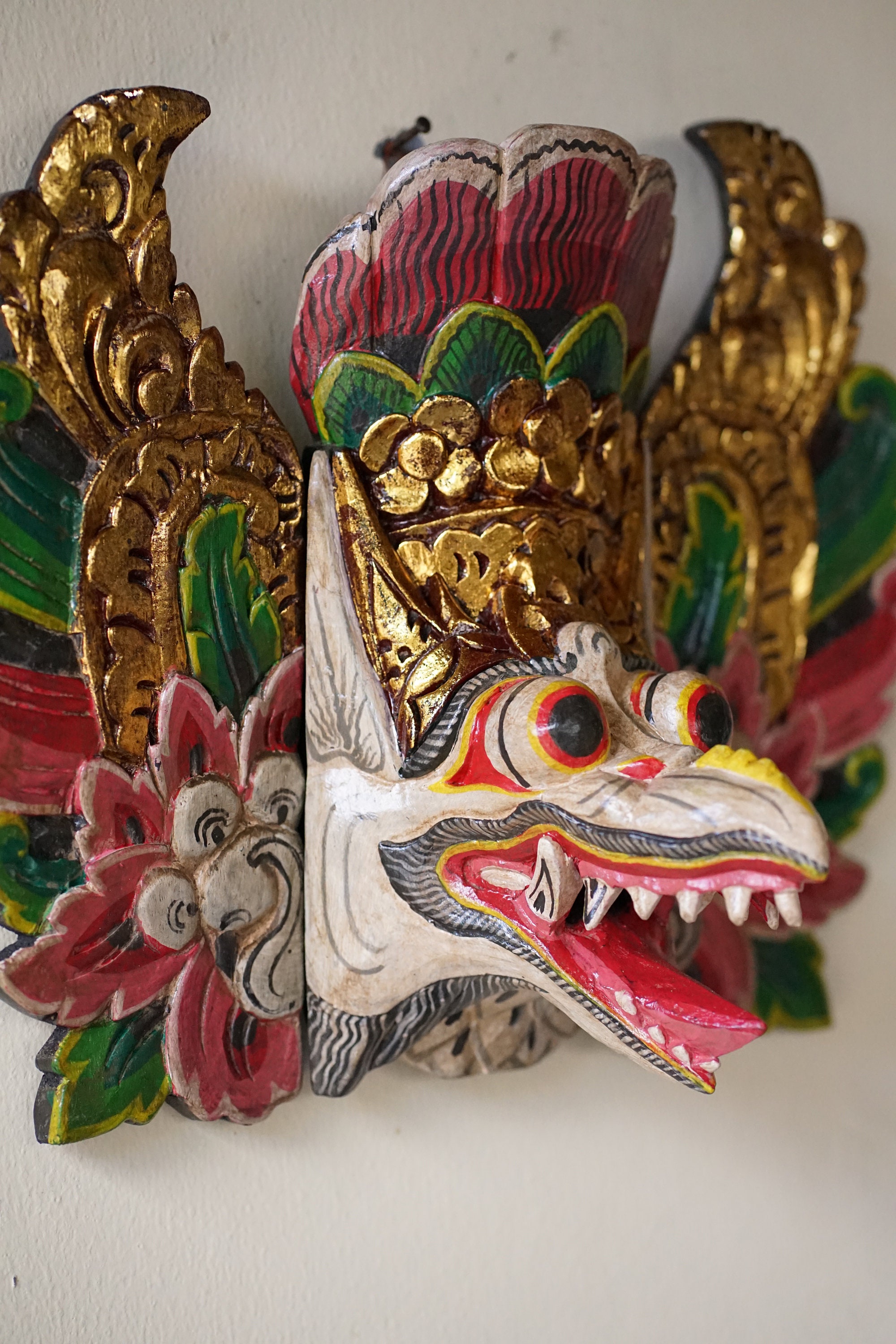 Unique Garuda Wall Hanging Wooden Mask 15.7 Inch, Bird Wood Carving ...