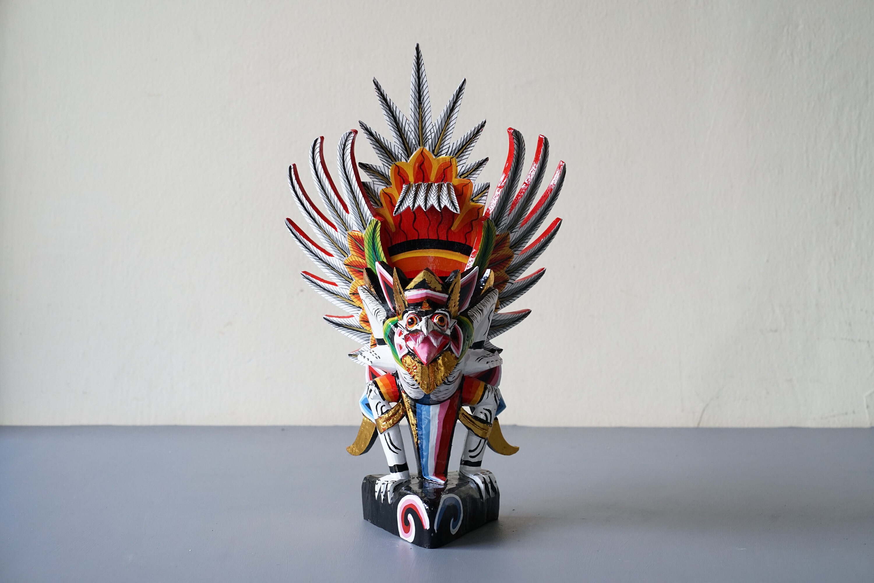 Handmade Balinese Garuda Sculpture, Painted Wood Vishnu Decor, 15 Inch ...