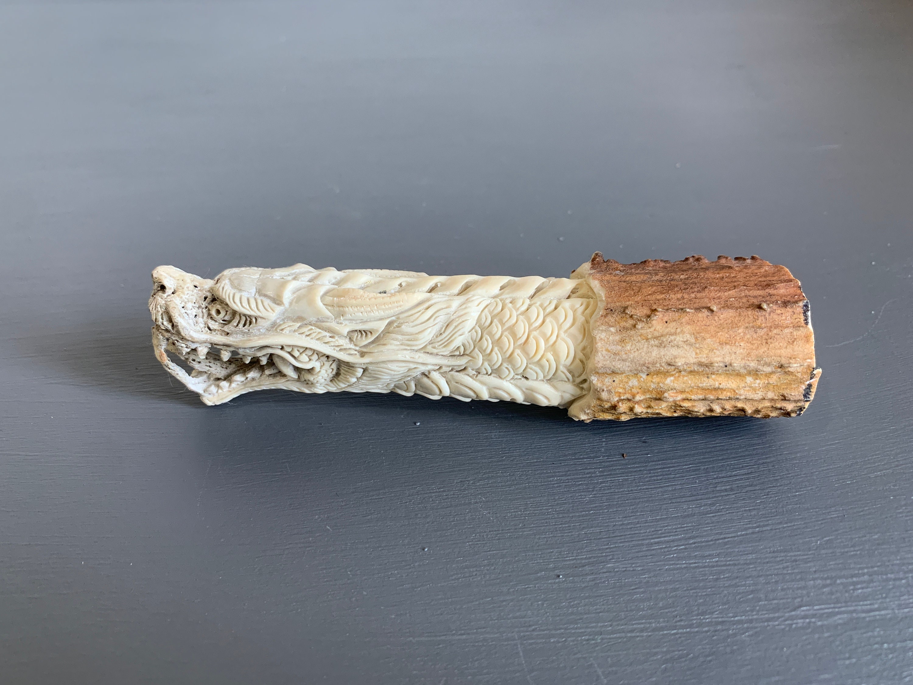 Handmade Dragon Knife Handle Antler Bone Carving Knife - Etsy