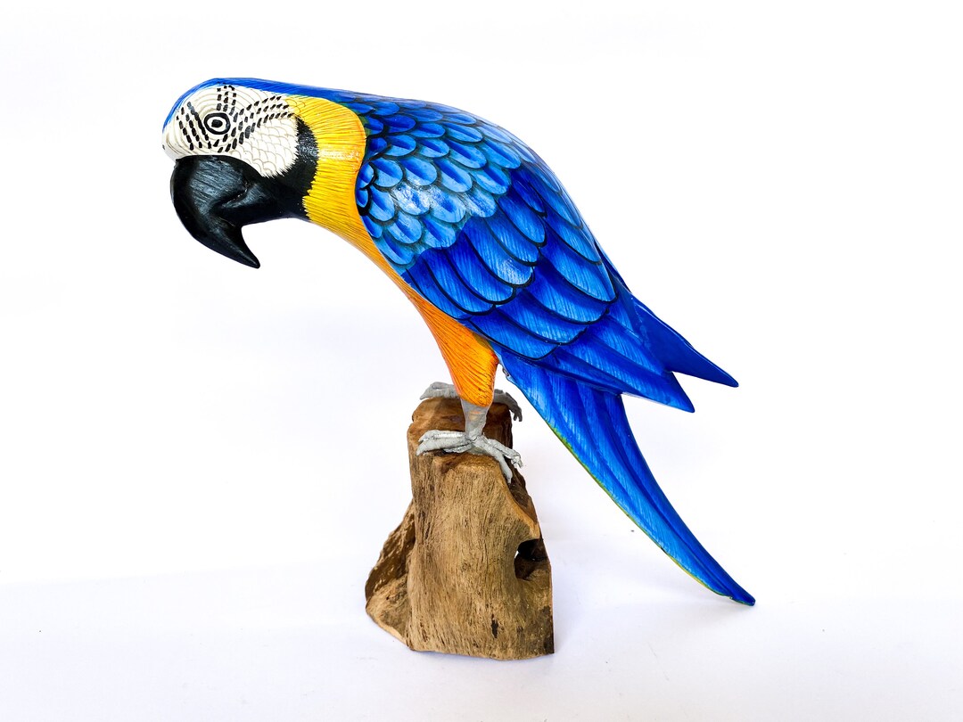 Wooden Macaw Parrot Figurine, Summer Gift, Colorful Parrot, Holiday ...