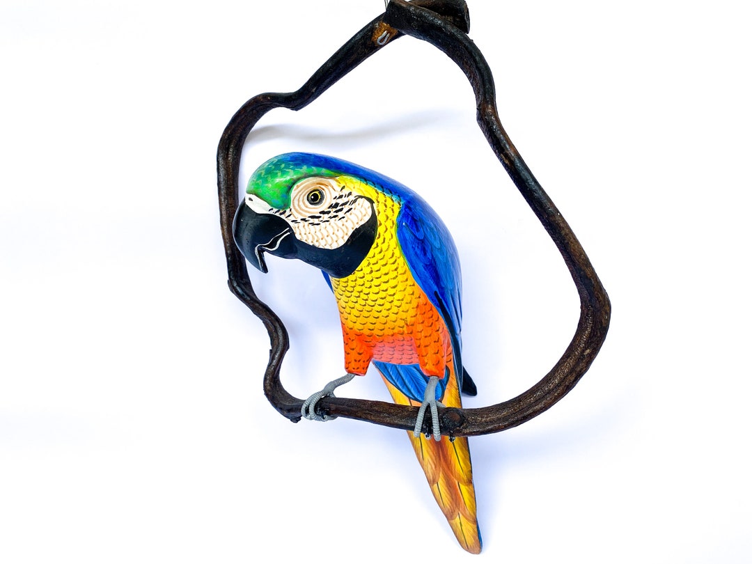 Wooden Macaw Parrot Figurine, Summer Gift, Colorful Parrot, Wood ...