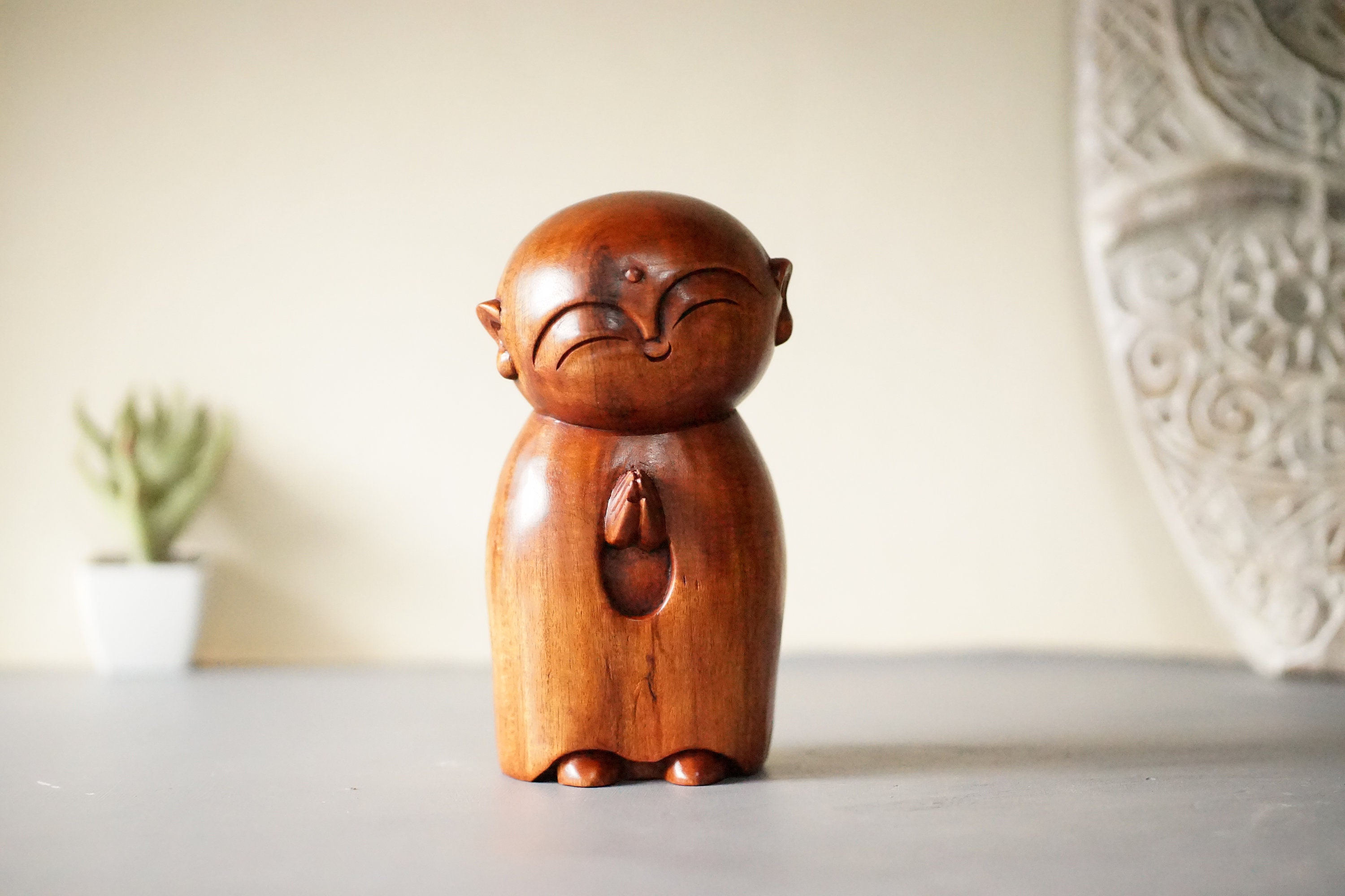 Statue Jizo unique, Bouddha Jizo en bois, Sculpture Jizo, Little Jizo ...