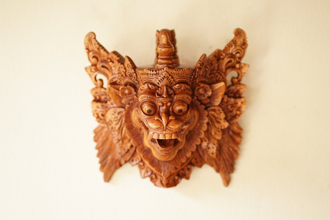 Hanuman Wall Decor, Wooden Hanuman Mask, Wood Carving Wall Hanging ...