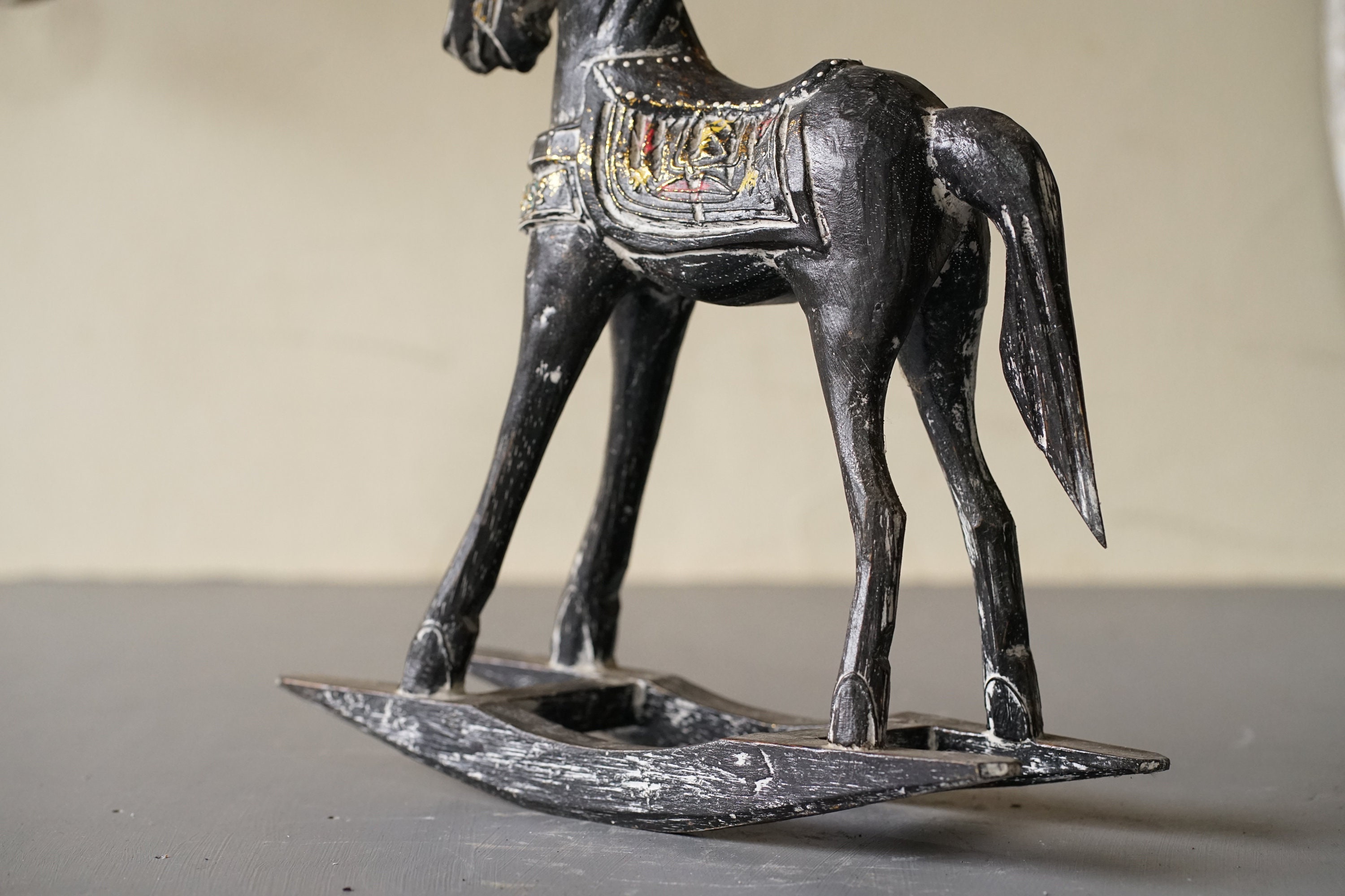 Unique Rocking Horse Antique Black Color, Miniature Horse Gifts, Horse ...