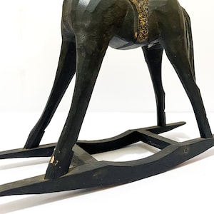 Wooden Rocking Horse Antique Black Color, Dark Stallion Figure, Easter ...