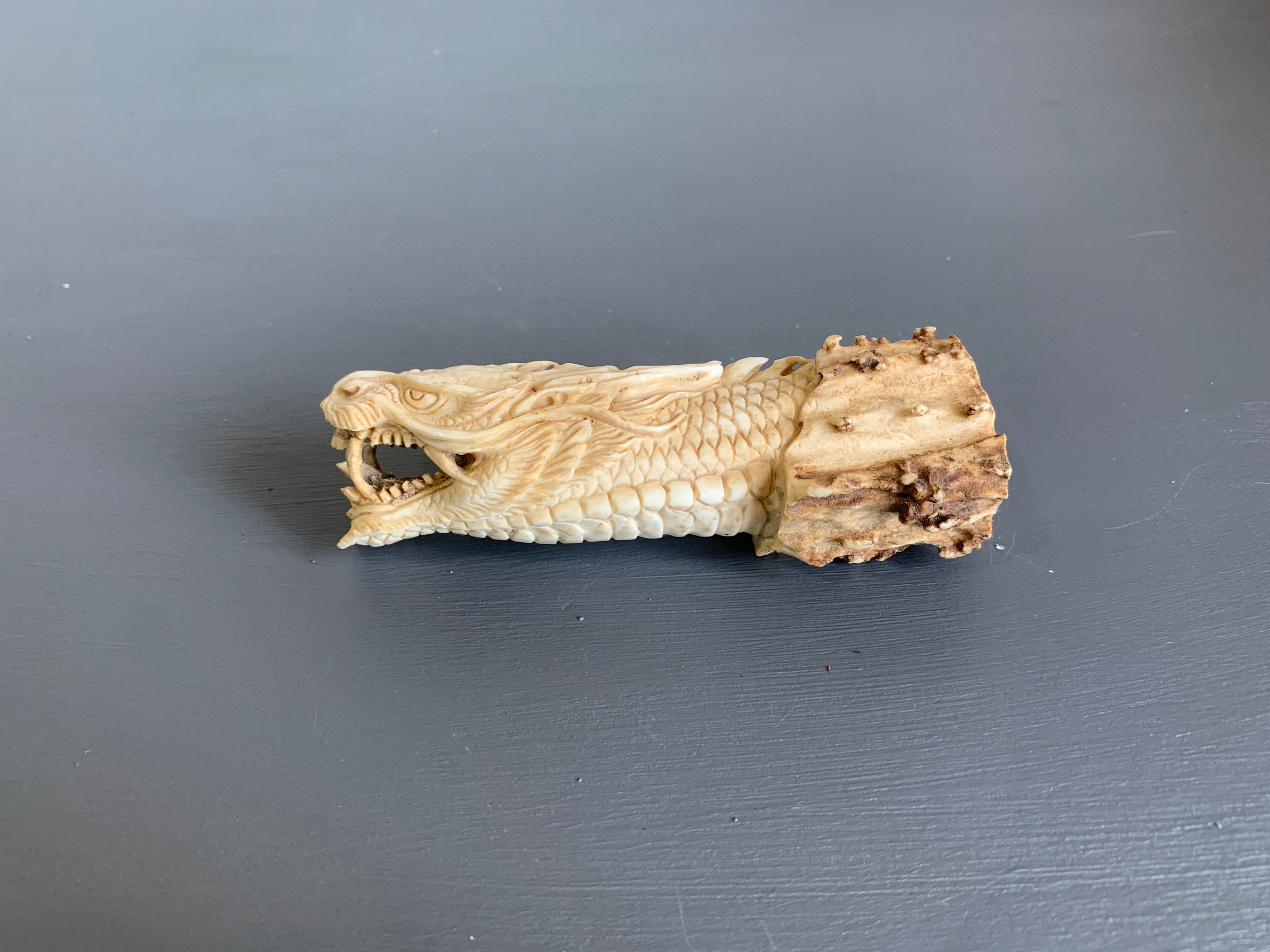 Handmade Dragon Knife Handle, Valentine Gift, Antler Bone Carving ...