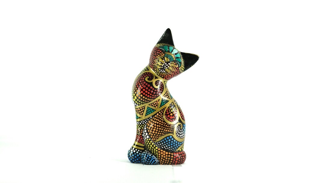 Colorful Cat Sculpture, Christmas Gift, Cat Lover, Table Decor ...