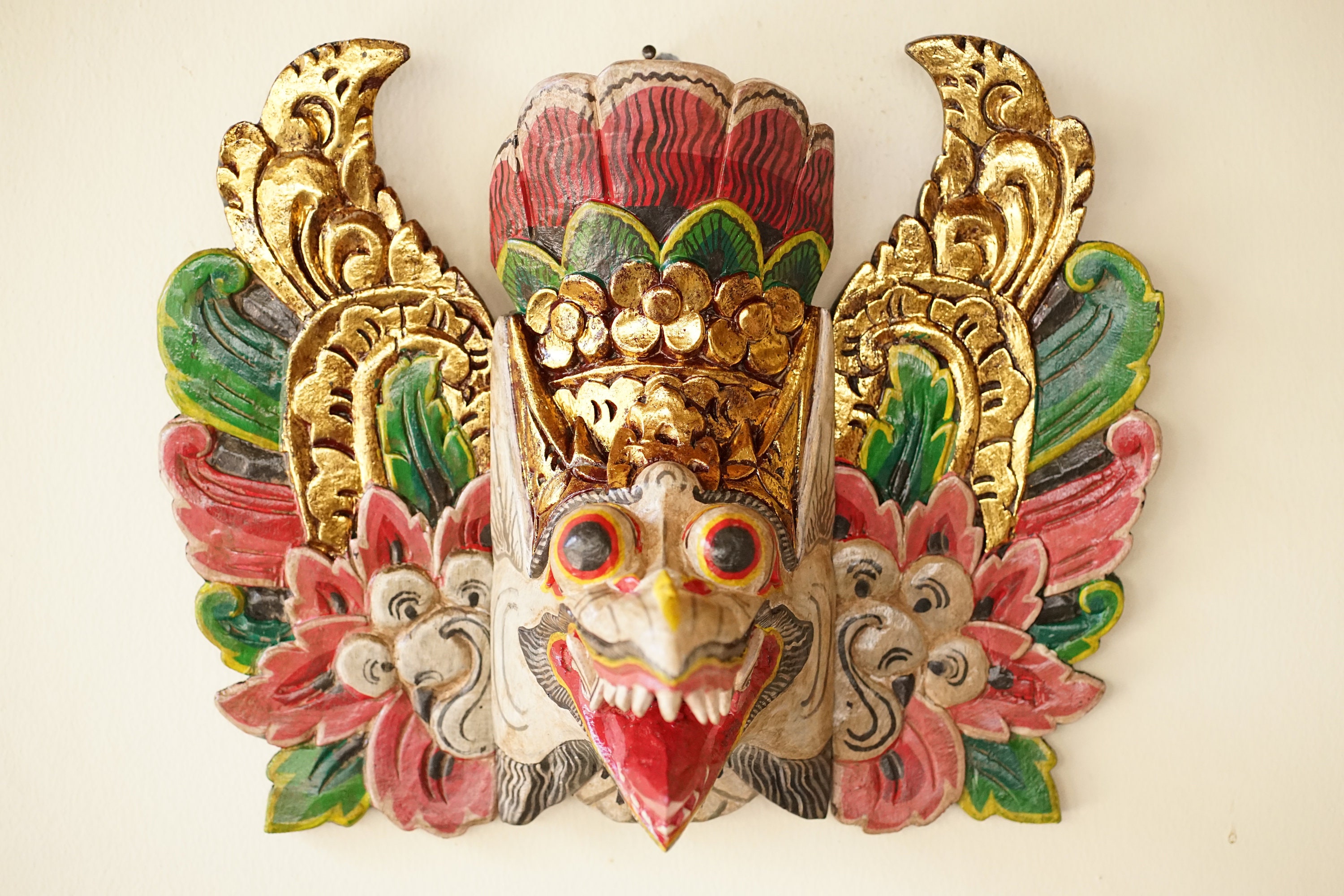 Unique Garuda Wall Hanging Wooden Mask 15.7 Inch, Bird Wood Carving ...