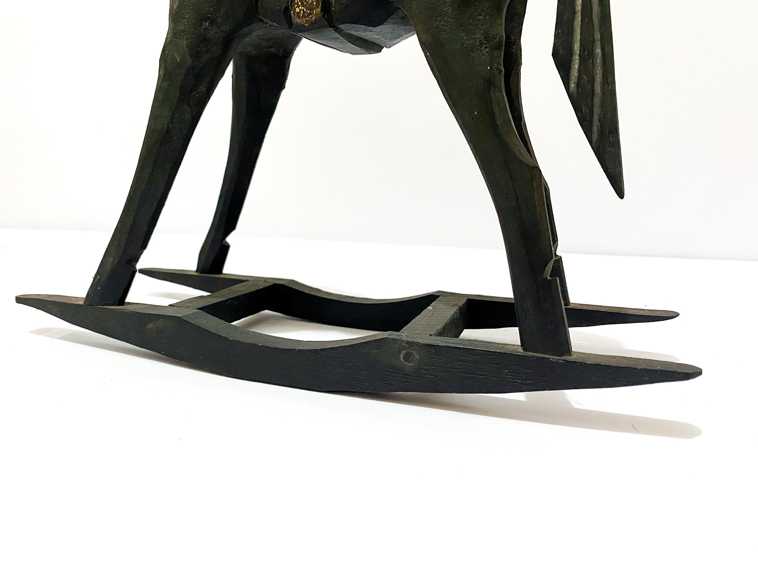 Wooden Rocking Horse Antique Black Color Dark Stallion - Etsy
