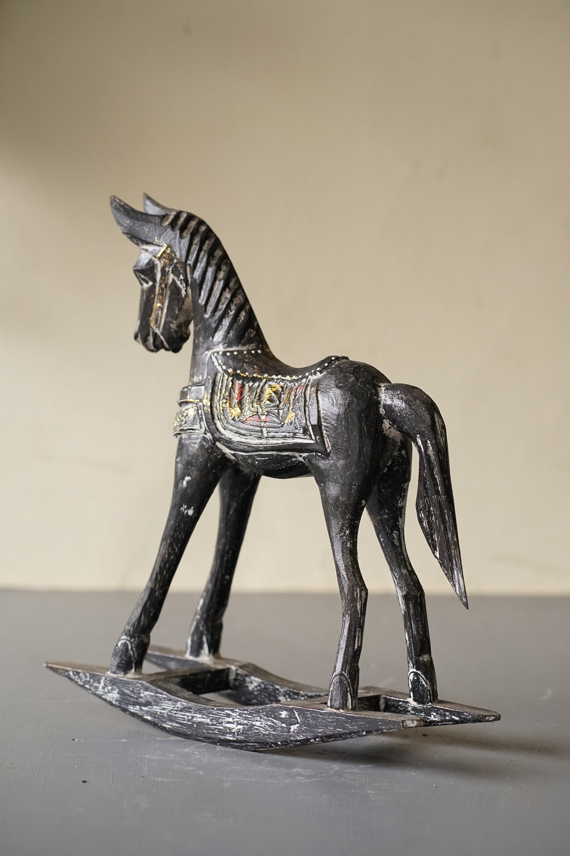 Unique Rocking Horse Antique Black Color, Miniature Horse Gifts, Horse ...