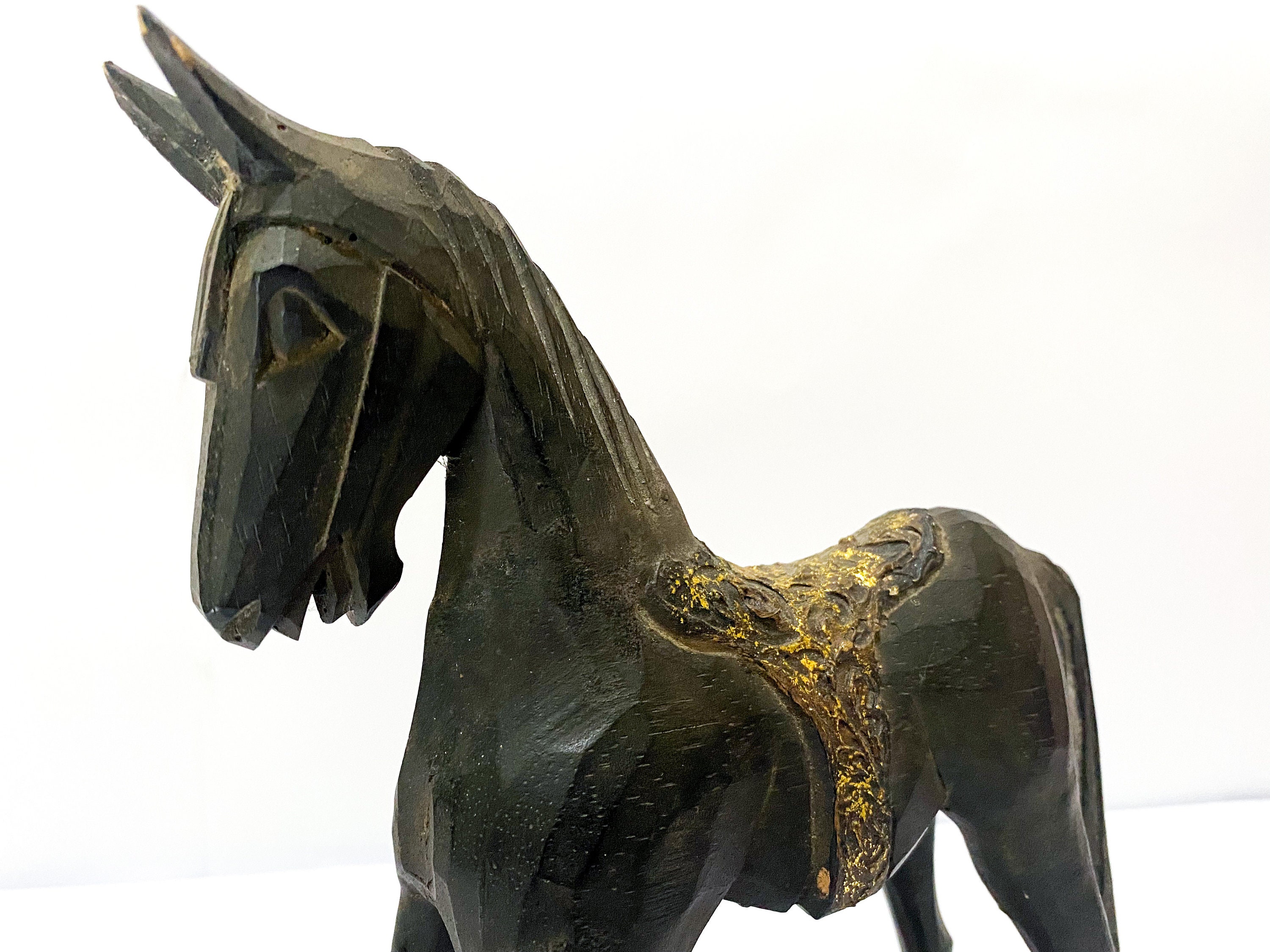 Wooden Rocking Horse Antique Black Color Dark Stallion - Etsy