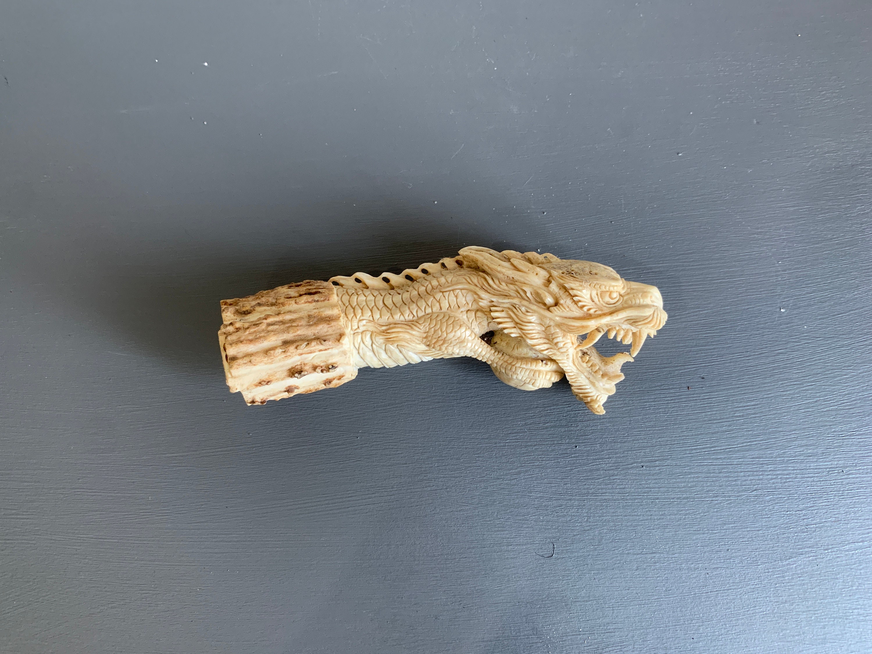 Handmade Dragon Knife Handle, Valentine Gift, Antler Bone Carving ...