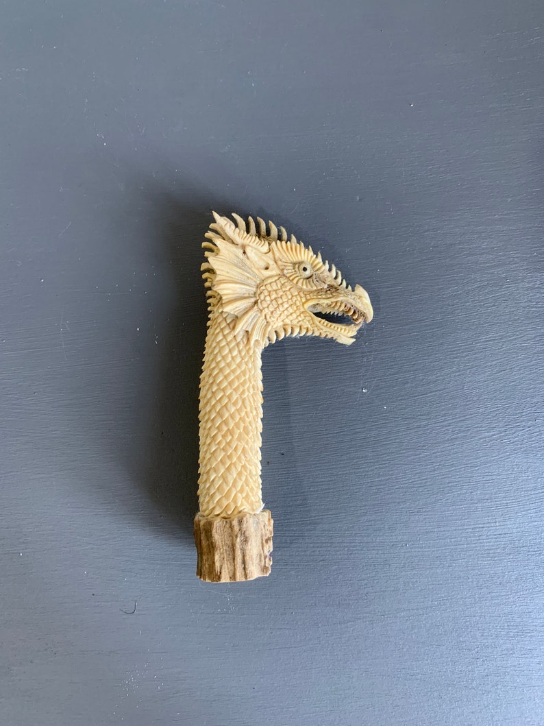 Handmade Dragon Knife Handle, Antler Bone Carving, Knife Handle, Bone ...