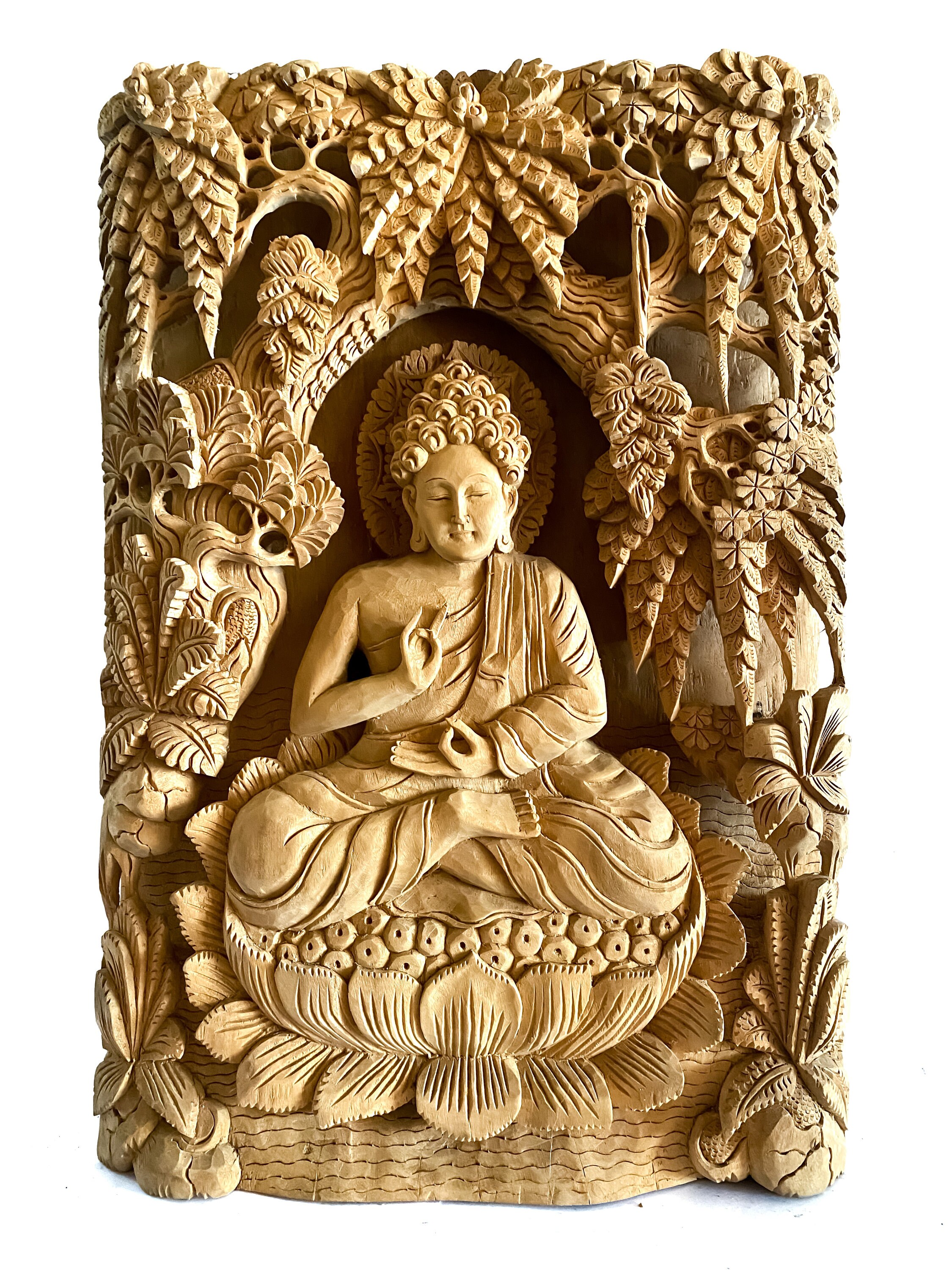 Wall Hanging Buddha Wood Carving Wall Decor 19 Inch Vintage - Etsy