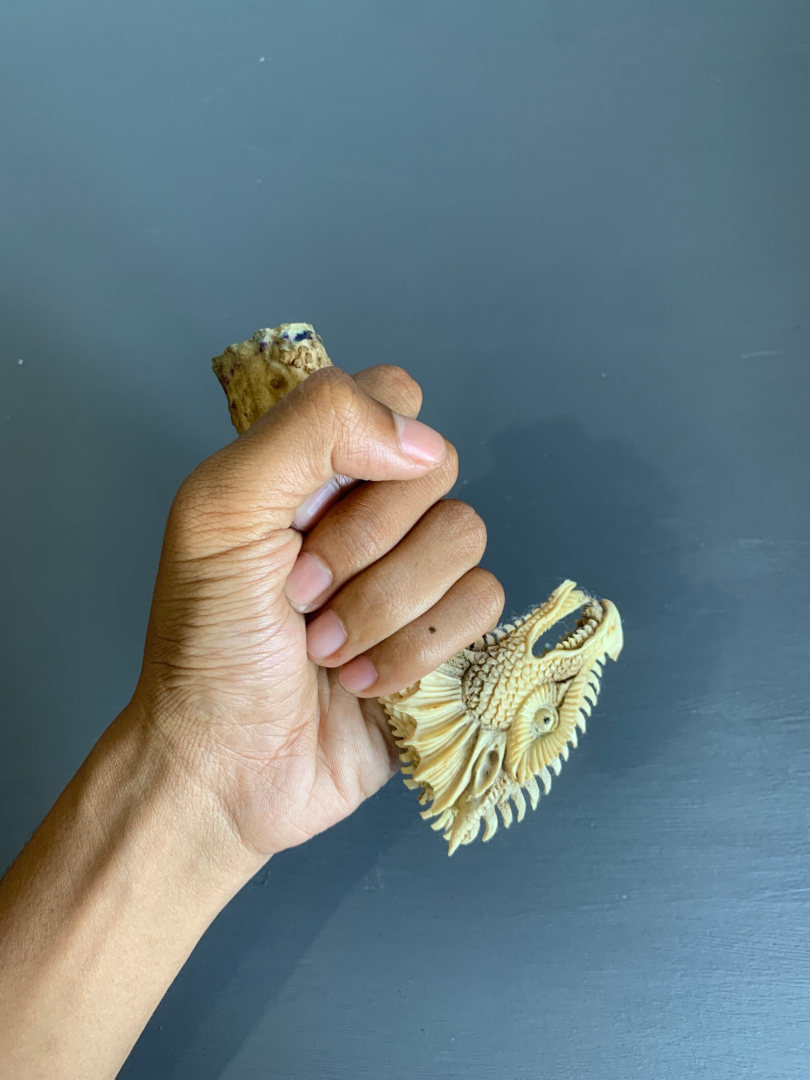 Handmade Dragon Knife Handle, Antler Bone Carving, Knife Handle, Bone ...