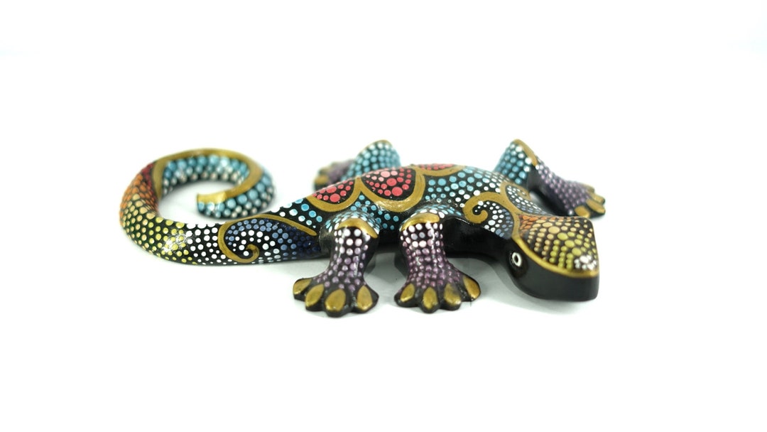 Wooden Lizard Gecko Sculpture, Christmas Gift, Colorful Gecko Wood ...