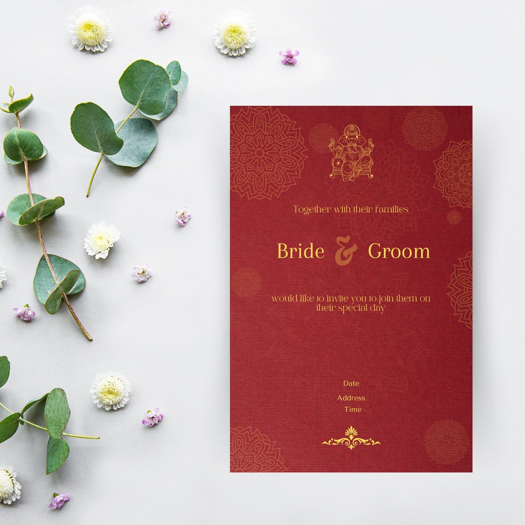 Indian Wedding Invitation, Digital Hindu Invitation, Indian Shaadi ...