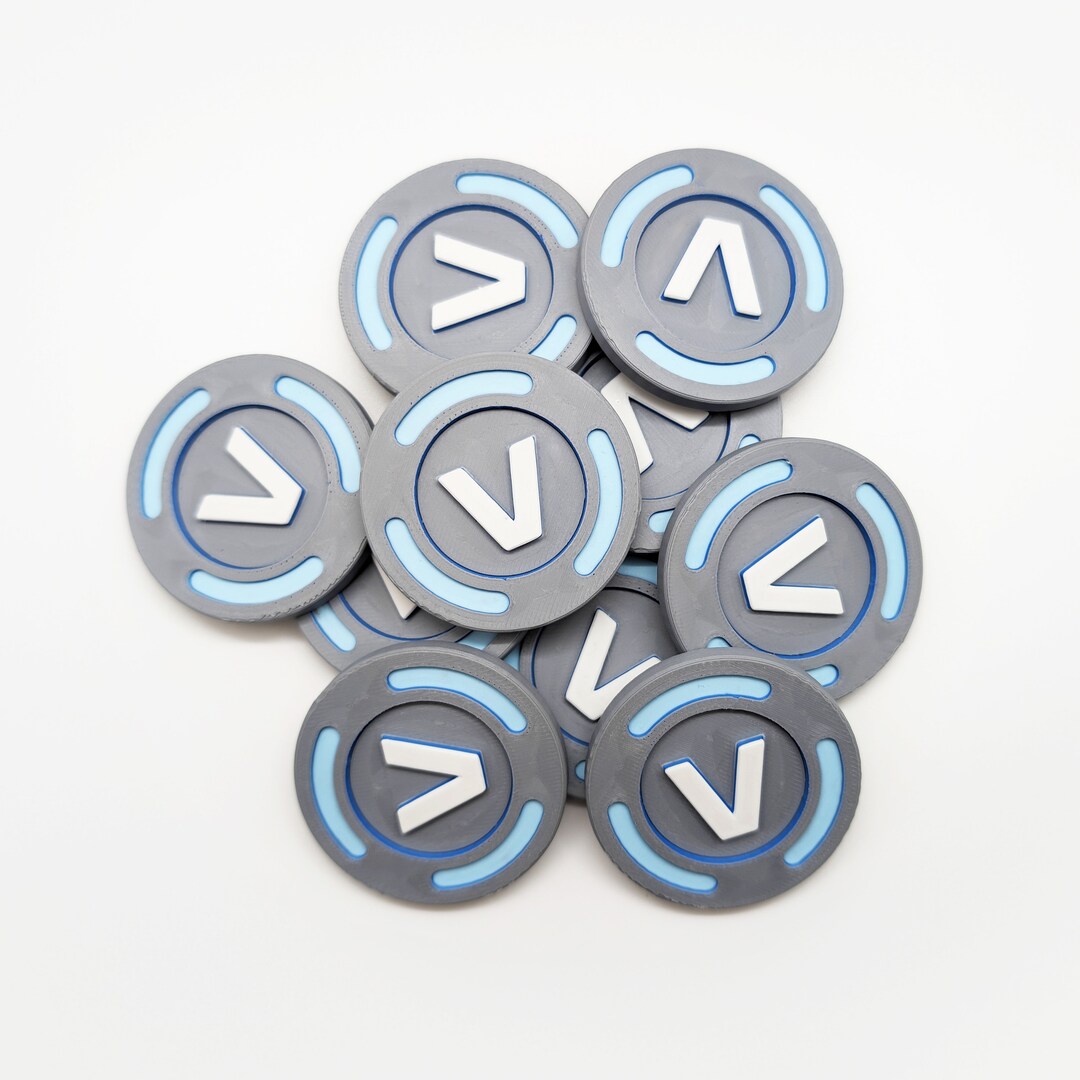 10 PHYSICAL V COIN TOKENS Inspired by Video Games Gamer Gift Artificial ...