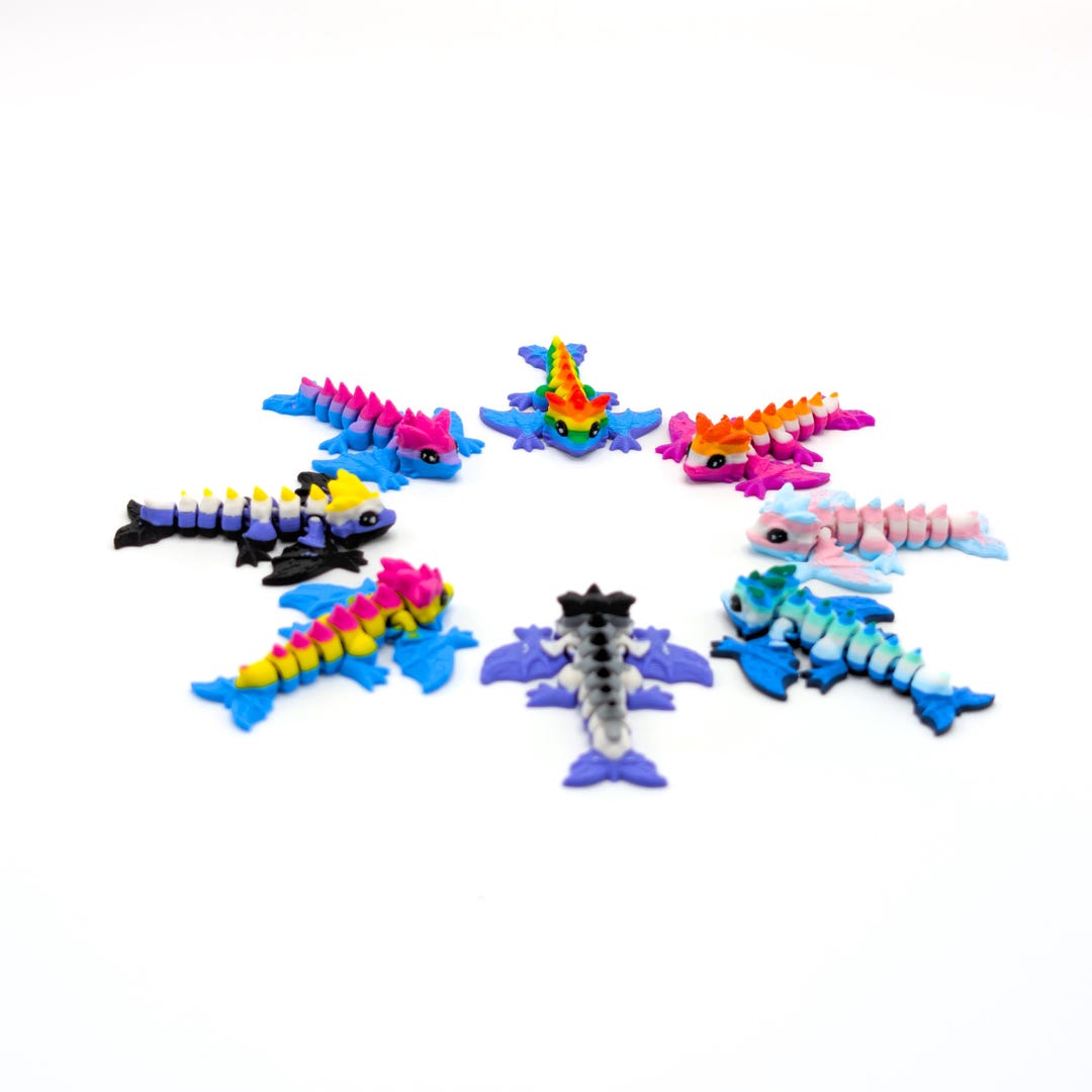 Gaynimals™ - Articulating Mini Fidget Wyvern Dragons - *8 PRIDE Flags ...