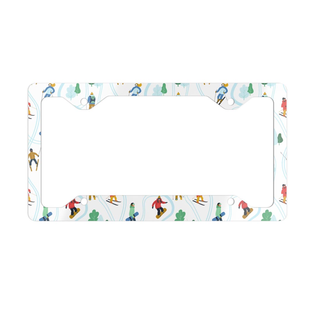 Ski Resort License Plate Frame, Winter Sports Car Tag Holder, Snow ...