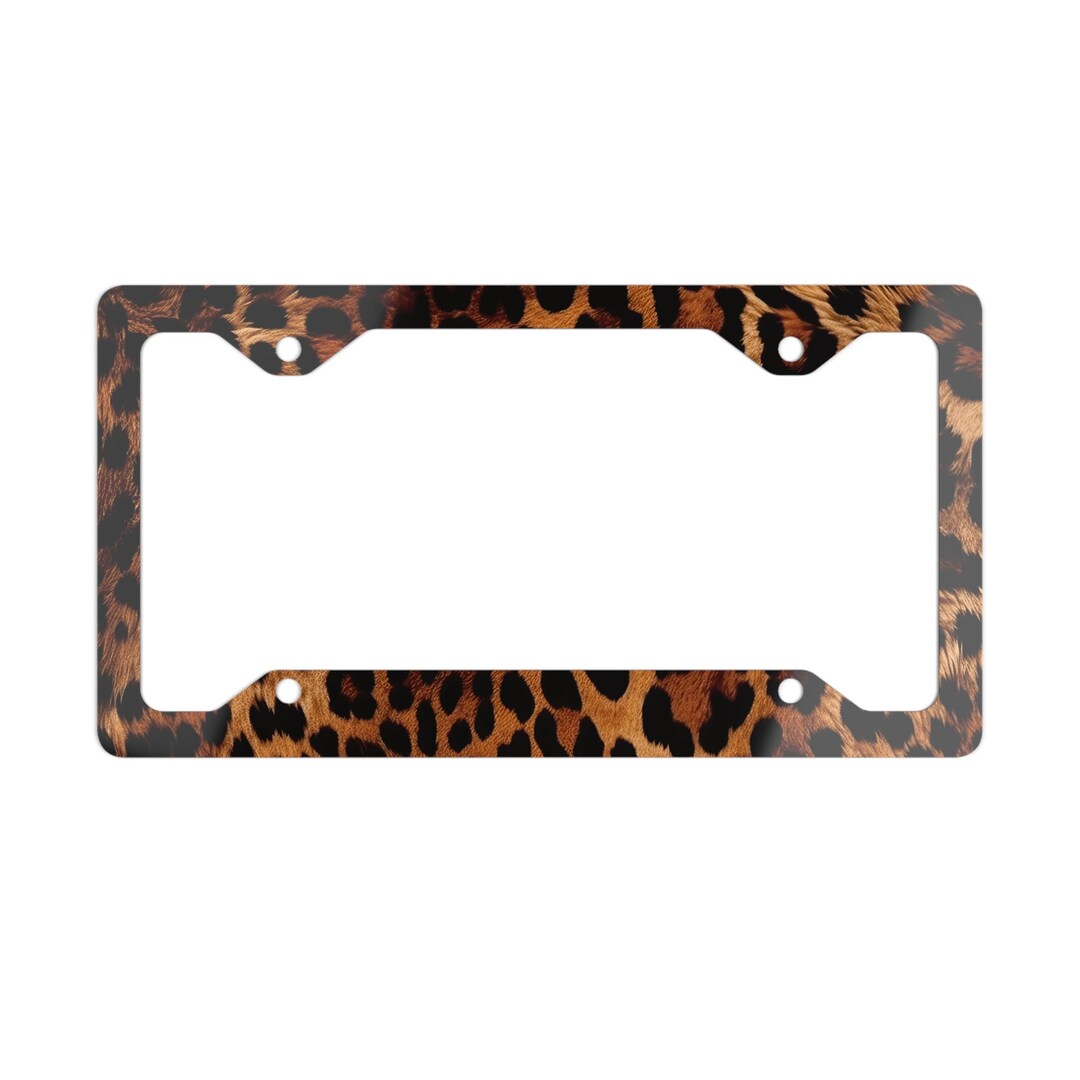 Cheetah Print License Plate Frame, Animal Print Auto Accessory, Leopard ...