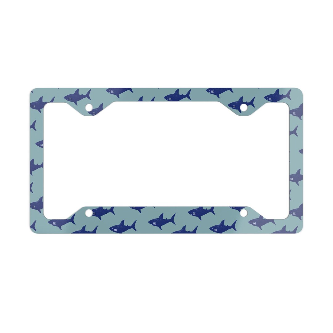 Shark License Plate Frame, Shark Pattern Design, Ocean Animal Lover ...