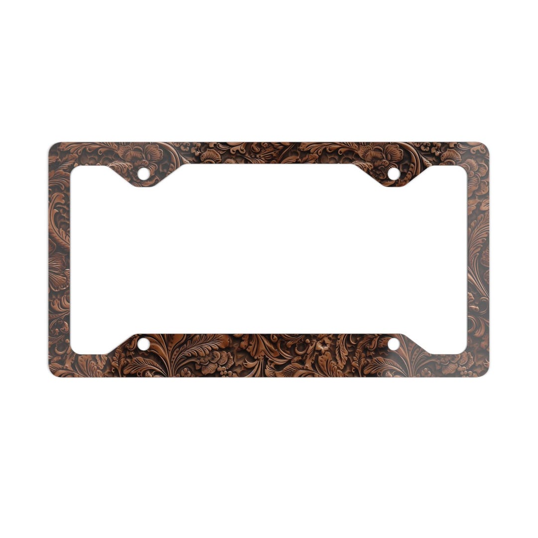Metal License Plate Frame, Western Embossed Leather Look, Southwestern ...