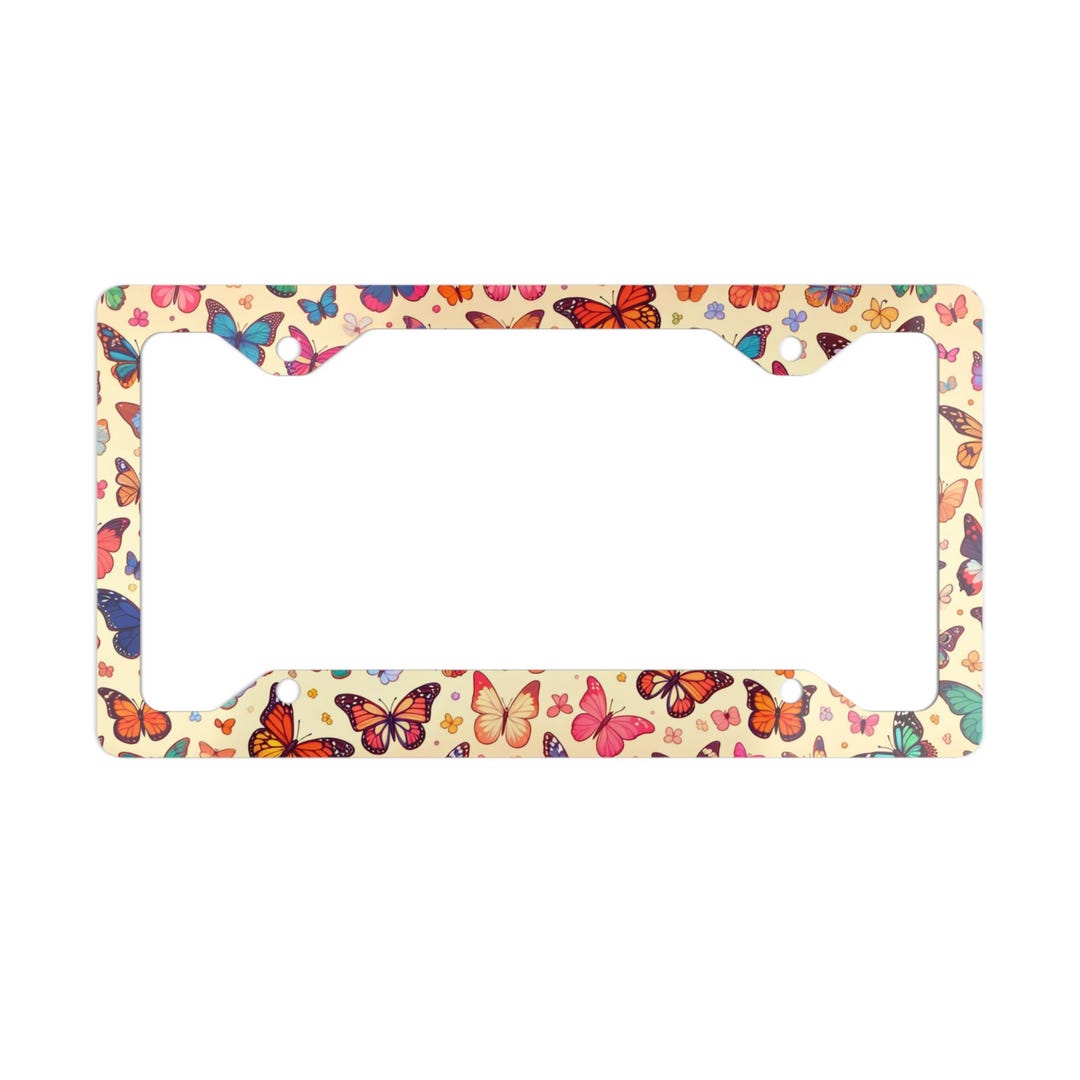 Butterflies License Plate Frame, Anime Sun Butterflies Metal License ...