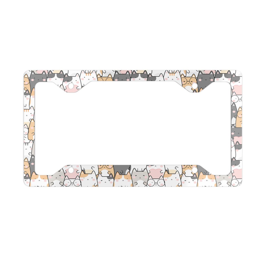 Kawaii Cats License Plate Frame Cute License Plate Frame Cat Lover ...