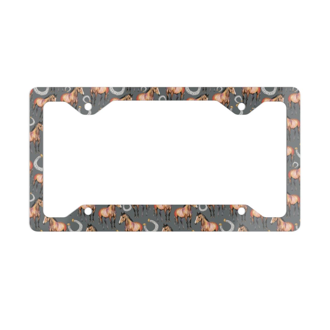 Gray License Plate Frame, Metal Frame With Horses Pattern, Car ...