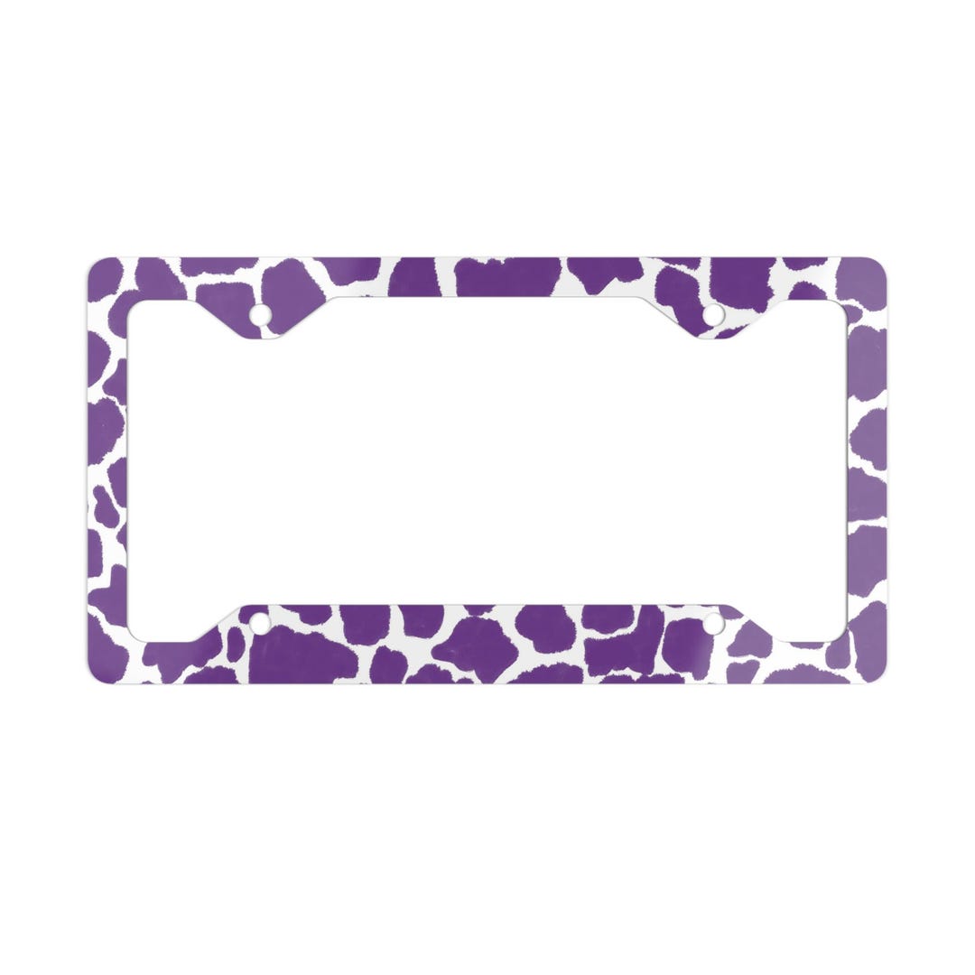 Purple License Plate Frame, Colorful Cow Print, Cow Lover Gift, Car ...