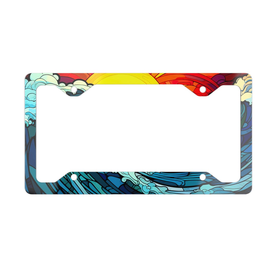 License Plate Frame, Ocean Waves Design, Coastal Car Accessories, Beach ...