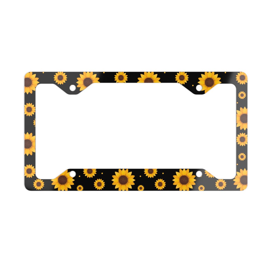 Sunflowers License Plate Frame for Nature Lovers, Black License Plate ...