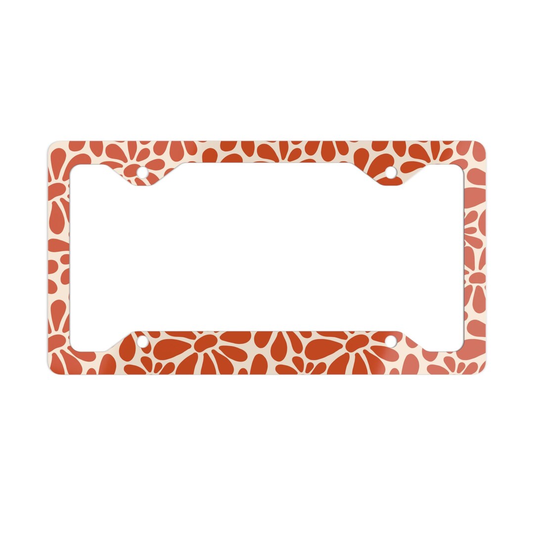 Burnt Orange License Plate Frame, Retro Car Accessory, Retro Abstract ...