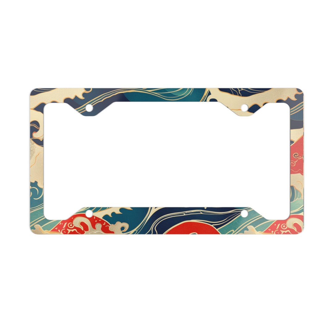 License Plate Frame, Japanese Sea Waves, Car Accessories, Ocean Design ...