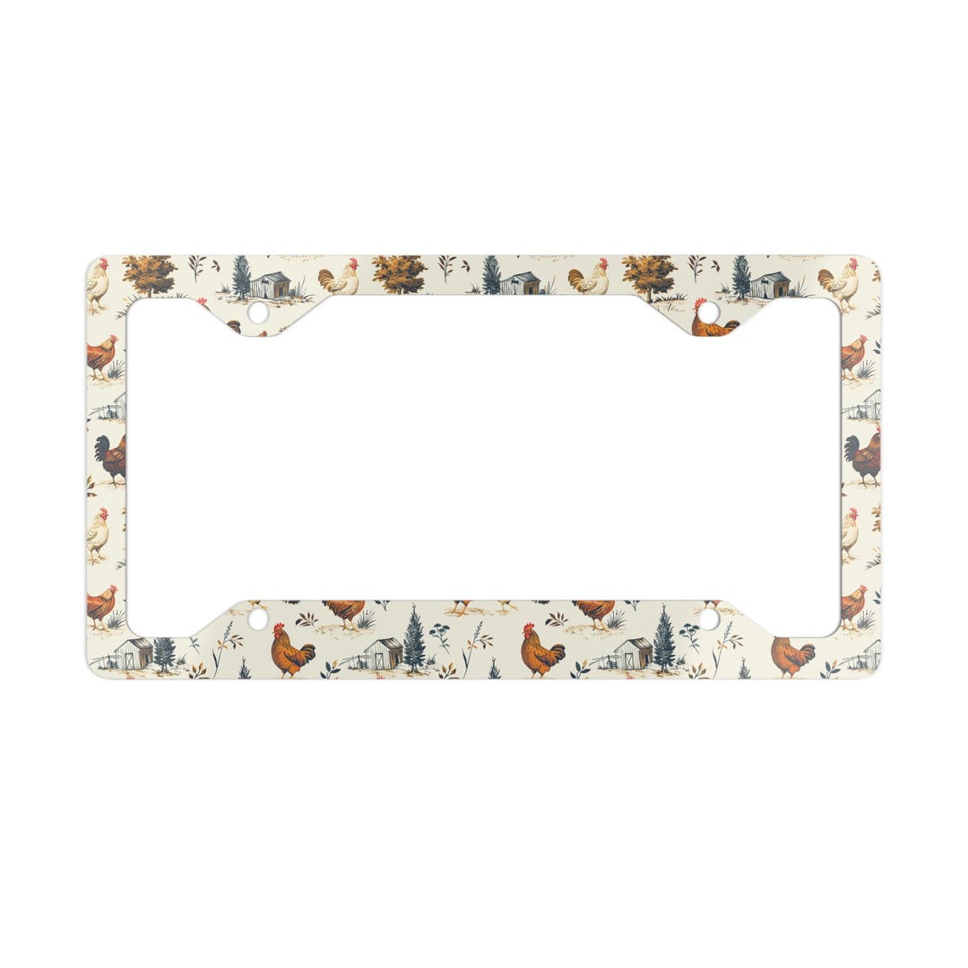 Chicken and Rooster Metal License Plate Frame, Farmhouse Decor, Farm ...