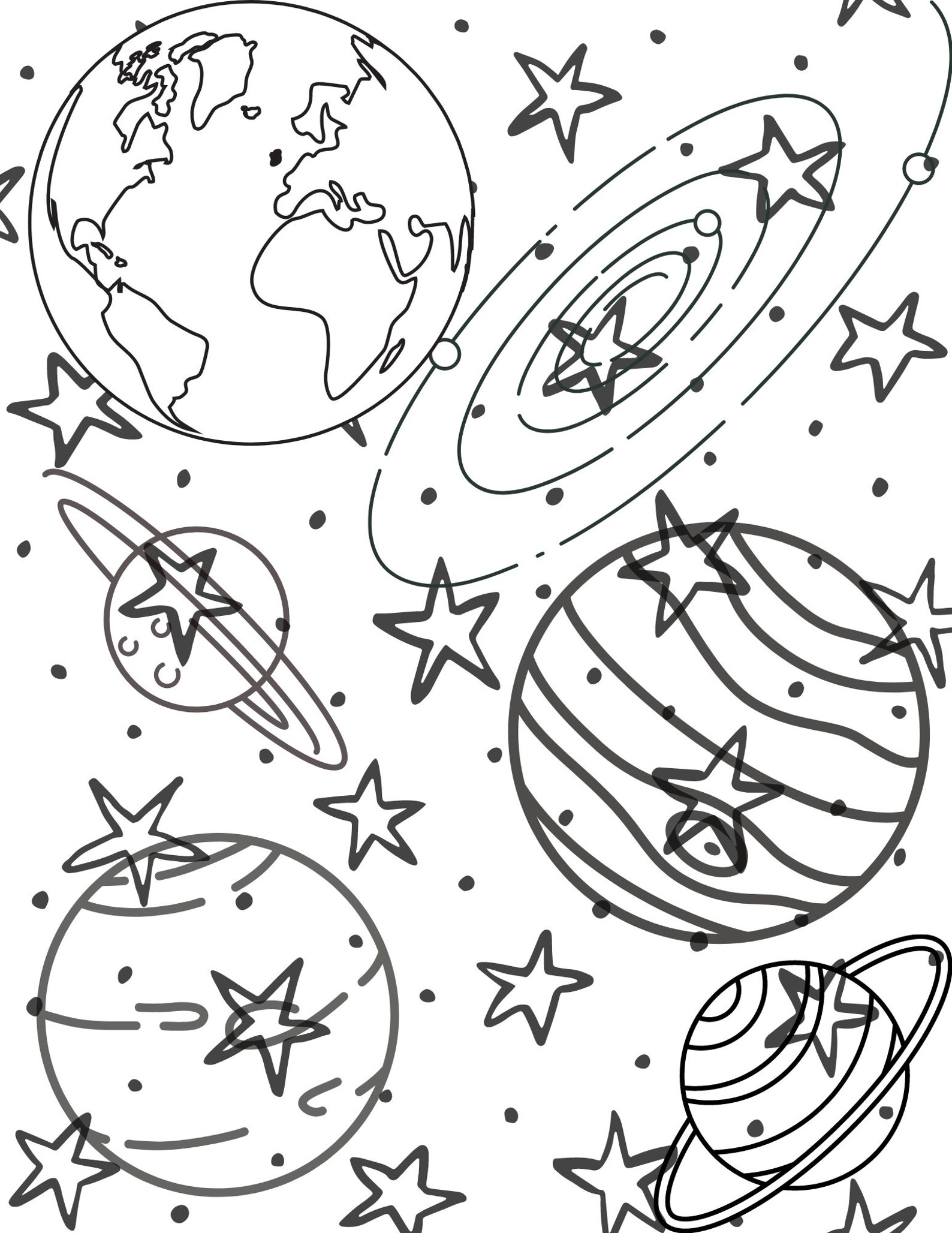 10 page space theme coloring pages | Etsy